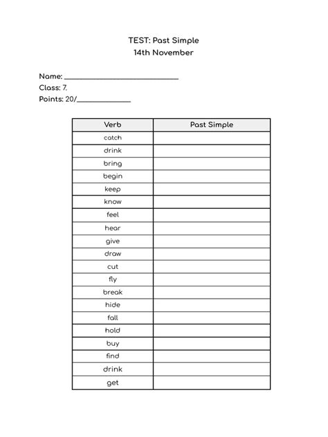 Test Past Simple Pdf