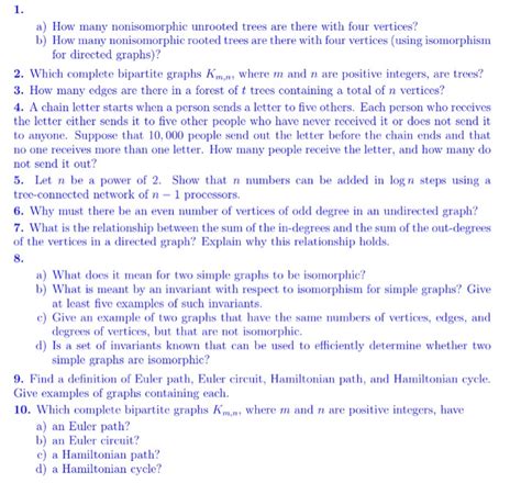 Solved A How Many Nonisomorphic Unrooted Trees Are There Chegg