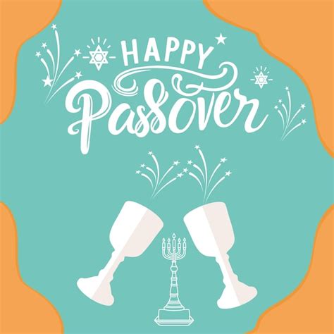 Premium Vector Happy Passover Text Post Banner Hand Draw Lettering