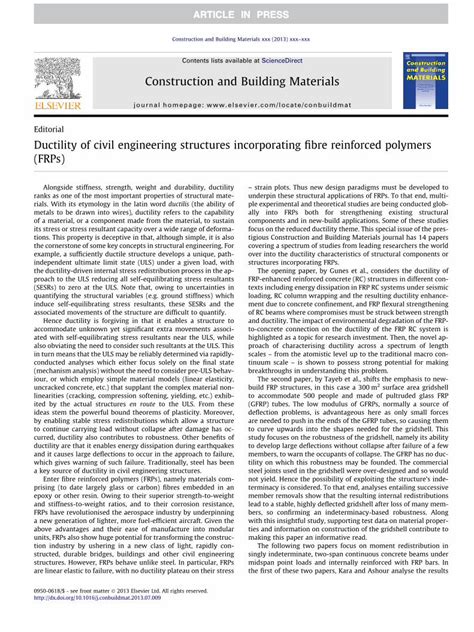 Pdf Ductility Of Civil Engineering Structures Incorporating Fibre