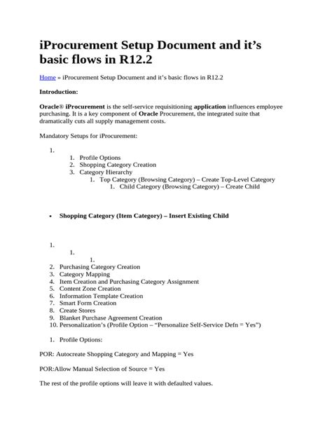 Iprocurement Setup Document And It Pdf Procurement Commodity