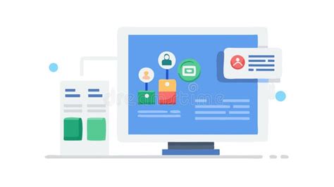 Desktop Computer With Software Applications And Digital Tools Vector