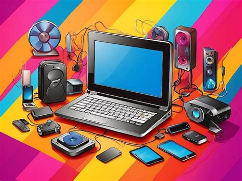 Premium Photo Illustration Of Modern Electronics Device With Colorful Background