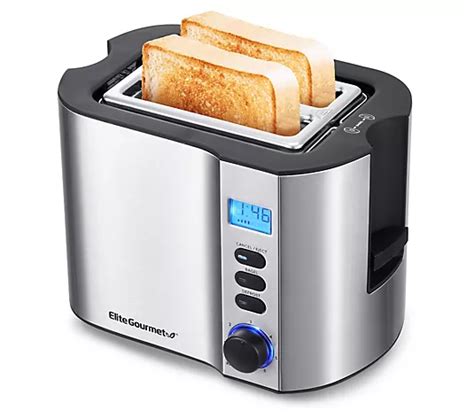 elite gourmet stainless steel 2 slice lcd toast er