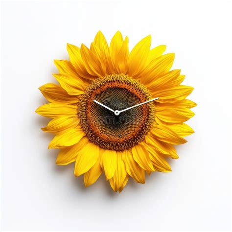 Sunflower Clock Isolated On White Background Stock Illustration