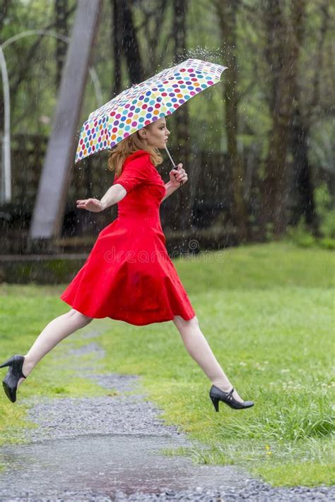 Redhead Model In The Rain Stock Image Image Of Elegance 97127743