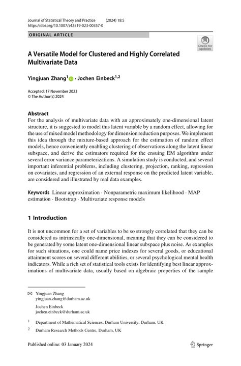 Pdf A Versatile Model For Clustered And Highly Correlated Multivariate Data