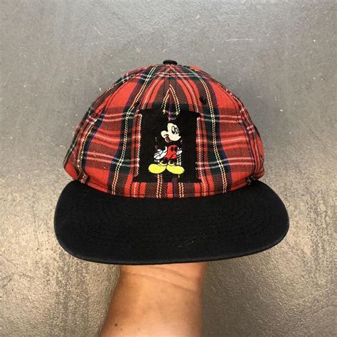 1990s Disney Mickey Mouse Plaid Hat Has Such A Depop