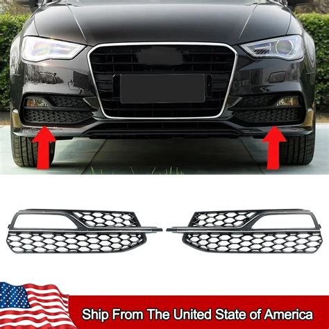 2x Honeycomb Mesh Front Lower Fog Light Grille Cover For Audi A3 S Line