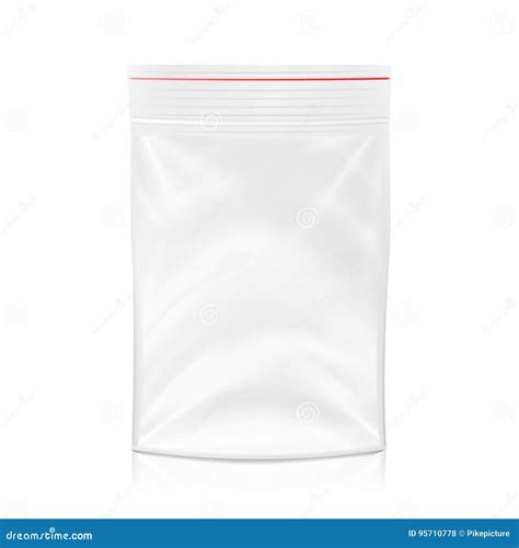 Plastic Polyethylene Pocket Bag Vector Blank Realistic Mock Up
