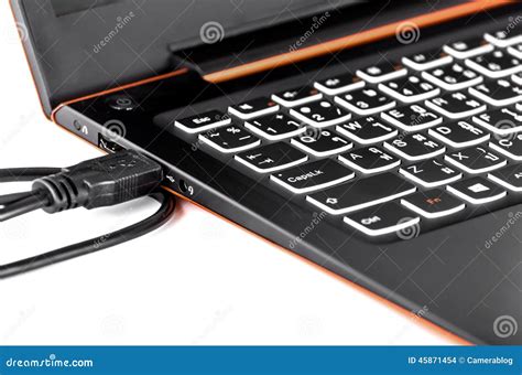 USB Cable Port Attach On Computer Notebook Stock Photo Image Of Information Data