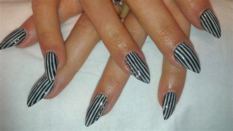 Stiletto Black And White Striped Nails Striped Nails Funky Nails