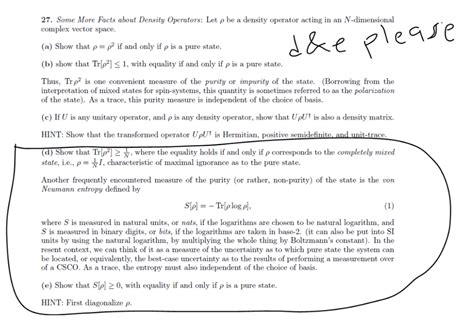 Solved Some More Facts About Density Operators Let P Be Chegg