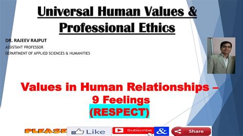Values In Human Relationships 9 Feelings Respect Kve301 Kve401
