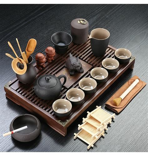 다도 다기 세트 다기잔 다도용품 전통다기 중국전통 다기찻잔 홍차 보이차 다대 원목 주전자포함 티몬