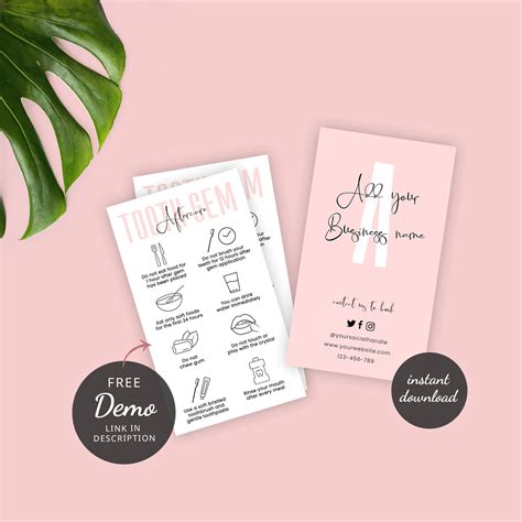 Tooth Gem Aftercare Template Editable Teeth Crystals Care Card