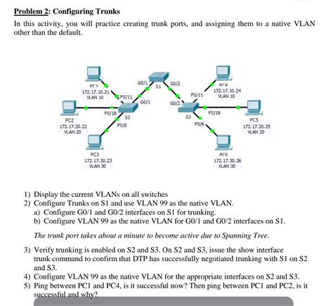 Solved Problem 2 Configuring Trunksin This Activity You