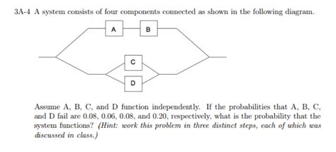 solved a system consists of four components connected as