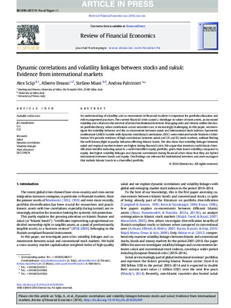 Pdf Dynamic Correlations And Volatility Linkages Between Stocks And Sukuk Evidence From