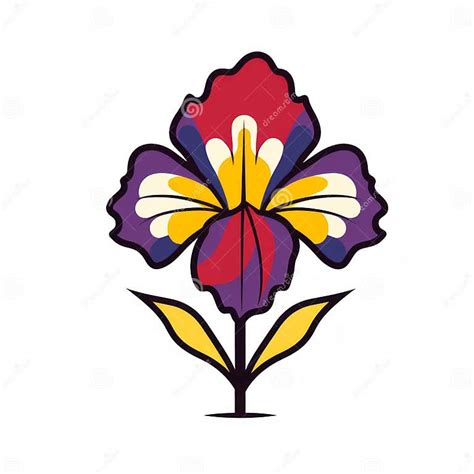Striking Flower Logo With Bold Lines And Vibrant Colors Stock Image