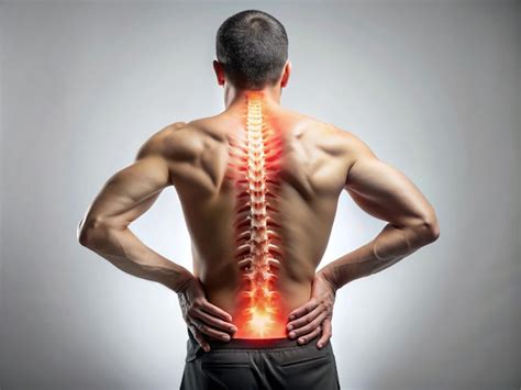Digital Bone On The Human Backbone Man Suffering Injury Caused By