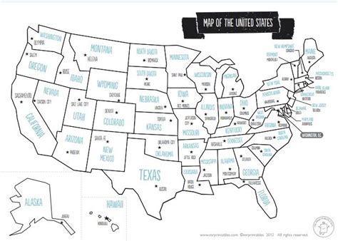Printable Map Of United States With State Capitals United States Map