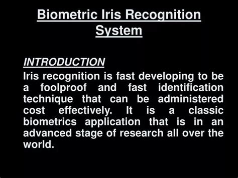 PPT Biometric Iris Recognition System PowerPoint Presentation Free Download ID
