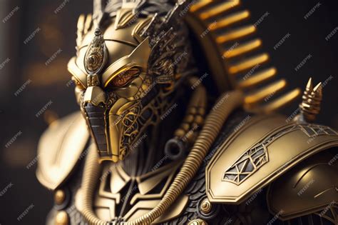 Premium Ai Image Gold Pharaoh Robot Epic Scifi Portrait With Ornament