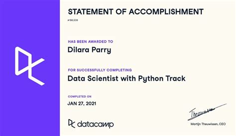 Yildiz Dilara Parry On Linkedin Datacamp Datascience Certificate Careertrack