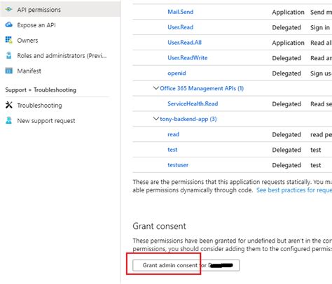 Microsoft Graph Api Unable To Grant Admin Consent For App In Azure Ad Despite Being