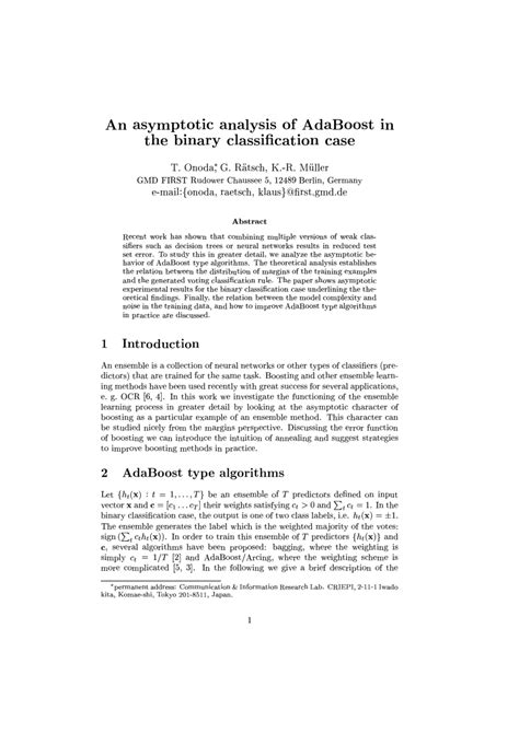 pdf an asymptotic analysis of adaboost in the binary classification case