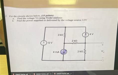 Solved 2 For The Circuits Shown Below 15 Points A Find