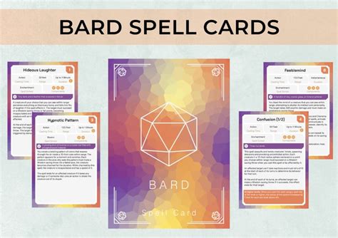 Dnd Bard Spell Cards Custom 5th Edition Character Spell Cards 5e Board Game Accessory For Dnd