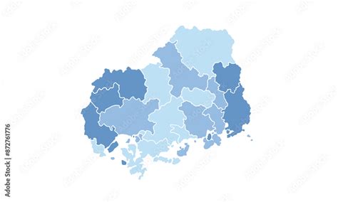 Map Of Hiroshima Isolated Blue Tone Color Style For Website Layouts Background Education