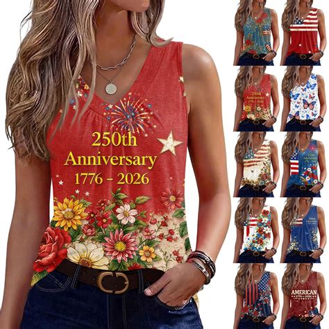 Kddylitq Womens 250th Anniversary Usa Tshirt 4th July National Flag