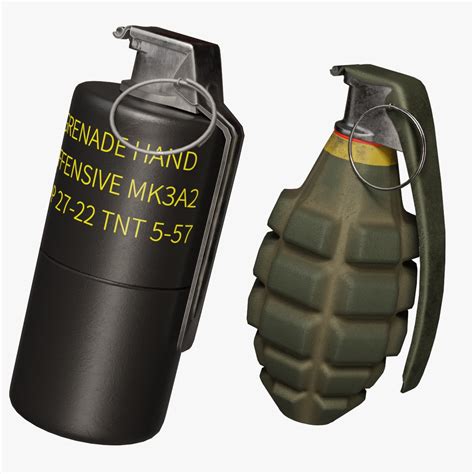 Mk3a2 And Mk2 Hand Grenades 3d Model Turbosquid 2245668