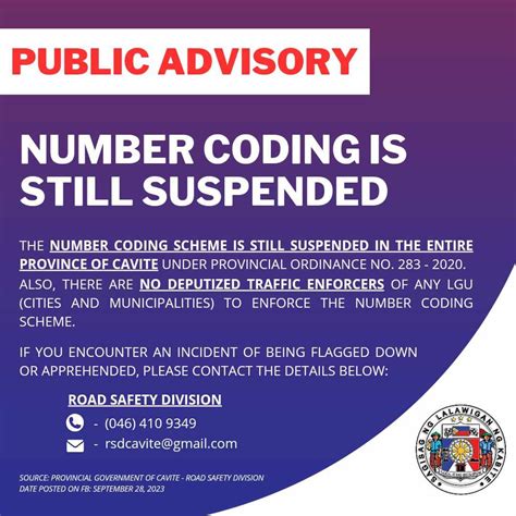 Ang Number Coding Scheme Provincial Government Of Cavite