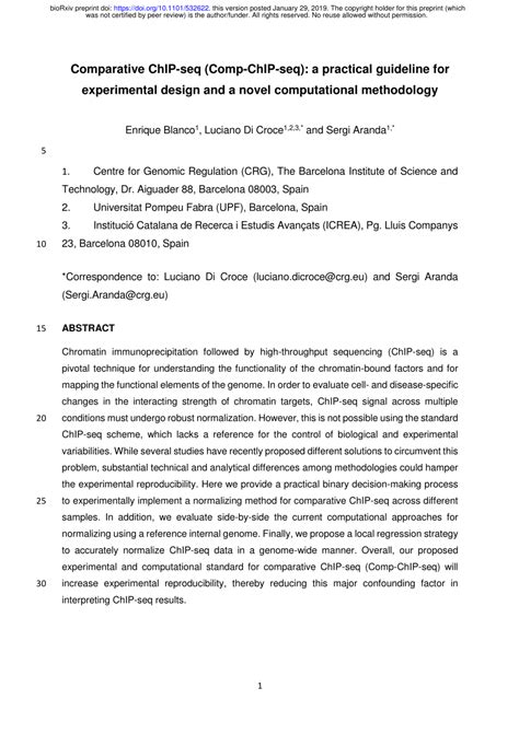 Pdf Comparative Chip Seq Comp Chip Seq A Practical Guideline For