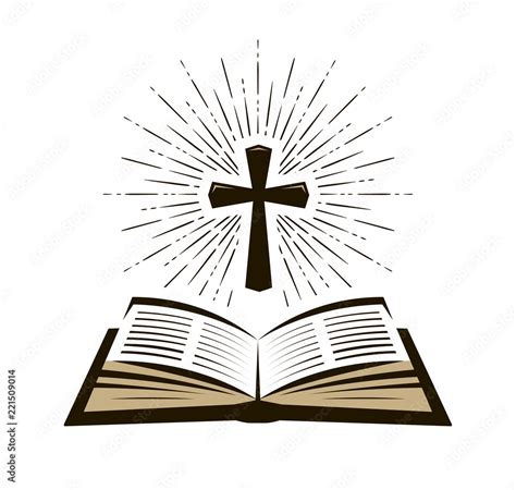 Bible Scripture Logo Or Label Faith Creed Worship Symbol Vector