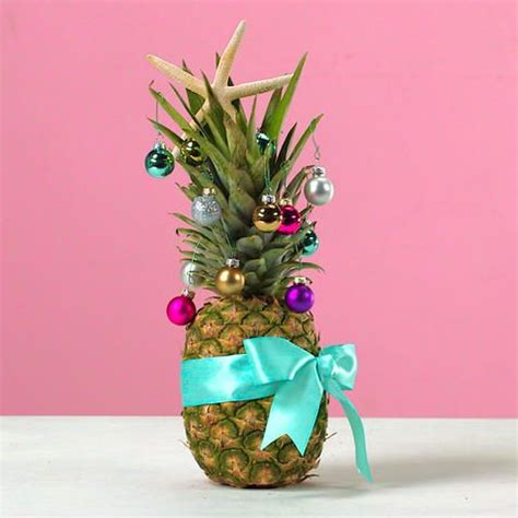 A Pineapple Decorated As A Christmas Tree For The Holidays With