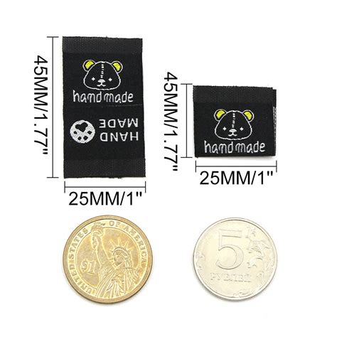 50pcs Cute Panda Handmade Labels Black White Cotto Grandado