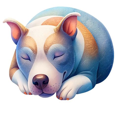 Cartoon Style Illustration American Pit Bull Terrier Sleeping Isolated
