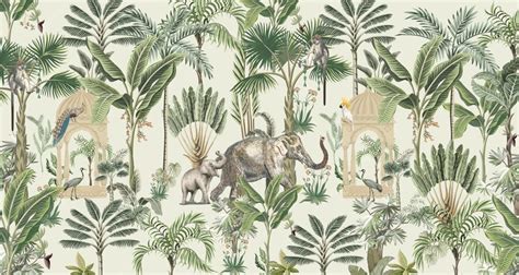 Premium Vector Traditional Mughal Garden Elephant Monkey Parrot