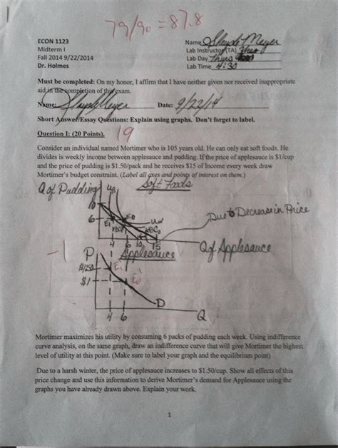Midterm Exam 1 With Answer Key Principles Of Microeconomics Econ
