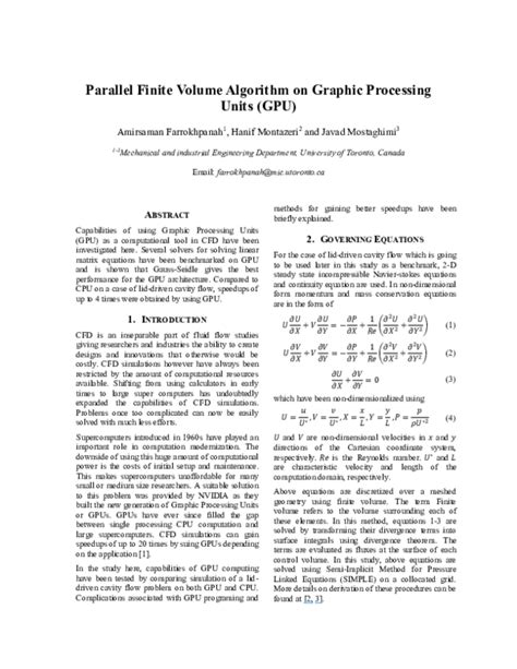 Pdf Parallel Finite Volume Algorithm On Graphic Processing Units Gpu