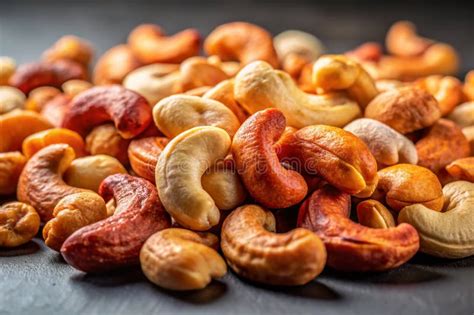 Exquisite Closeup Of Isolated Cashew Nuts In Lowlight Photography A