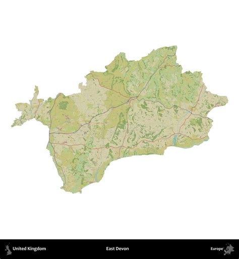 East Devon United Kingdom Isolated On White Openstreetmap Humanitarian Stock Illustration