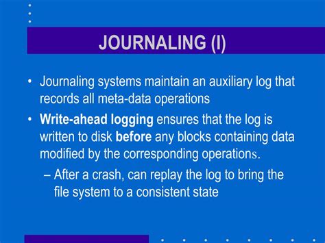 Ppt Journaling Versus Soft Updates Asynchronous Meta Data Protection In File Systems