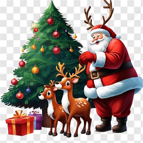 크리스마스 트리 산타 클로스와 순록 크리스마스 나무 산타클로스 순록 Png 일러스트 및 이미지 에 대한 무료 다운로드 Pngtree