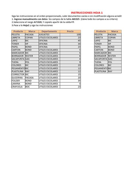 Ejercicio 1 Excel Básico Pdf
